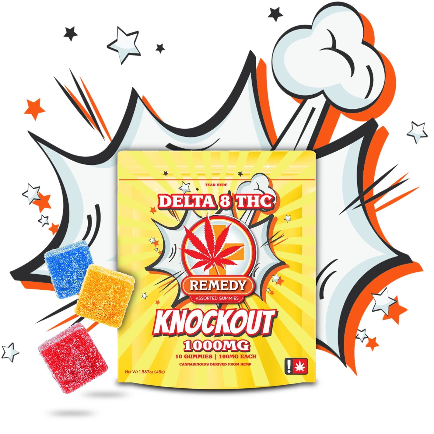 100 ‎MG Delta 8 Knockout Gummies | Remedy Premium Hemp